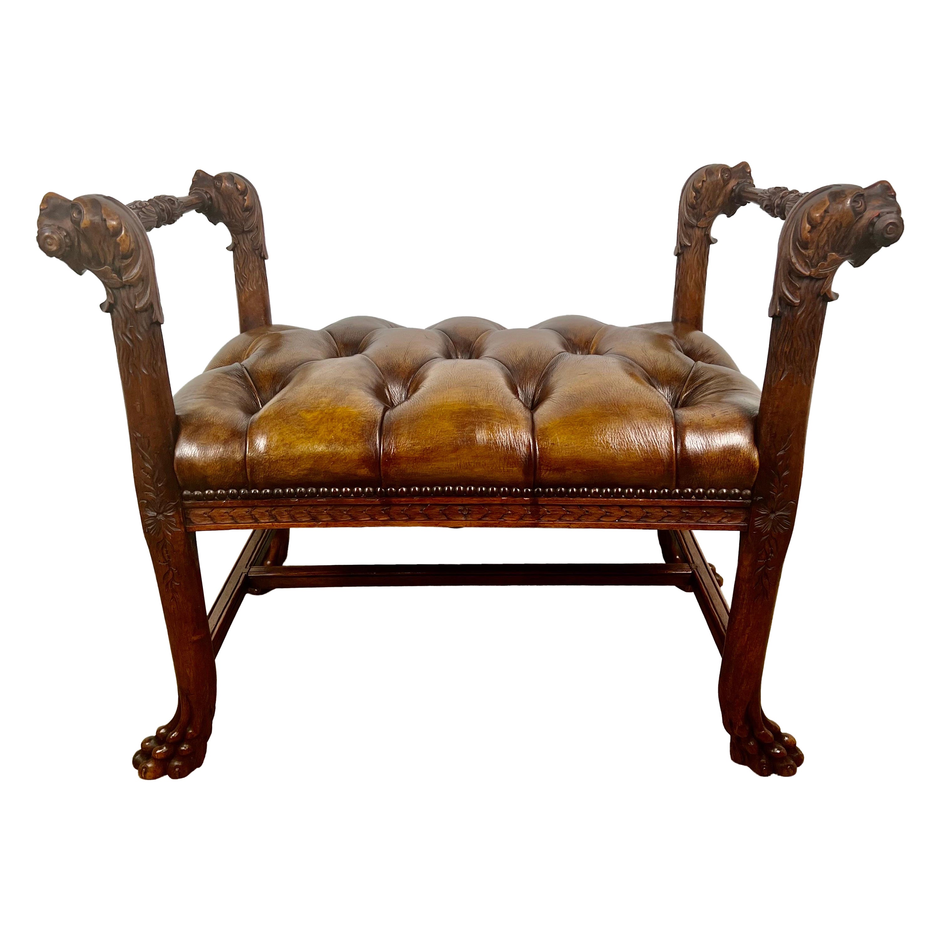 Large 19th C English Painted and Carved Bench For Sale at 1stDibs