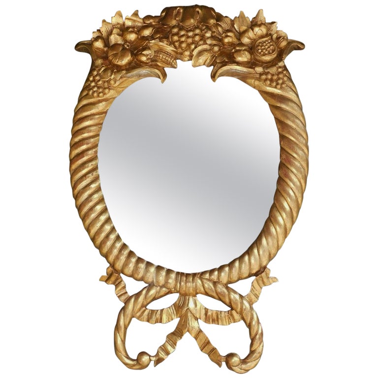 American Classical Gilt Wood Cornucopia and Grape Cluster Oval Wall ...