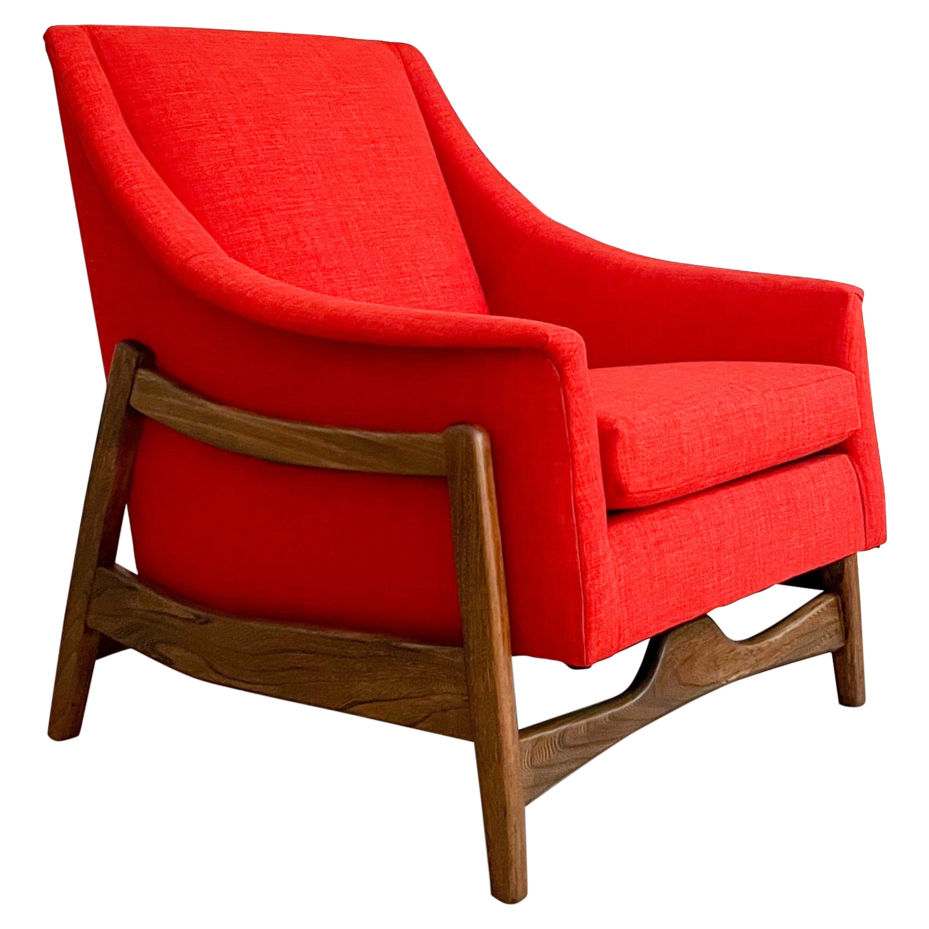 Mid-Century Modern Rocker Lounge Chair by Paola, New Red/Orange ...