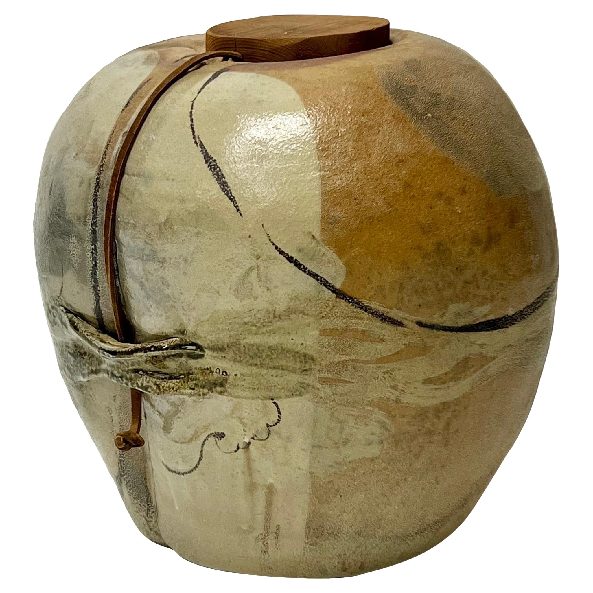 Abstract Impressionist Ceramic Lidded Vessel 1960s For Sale at 1stDibs