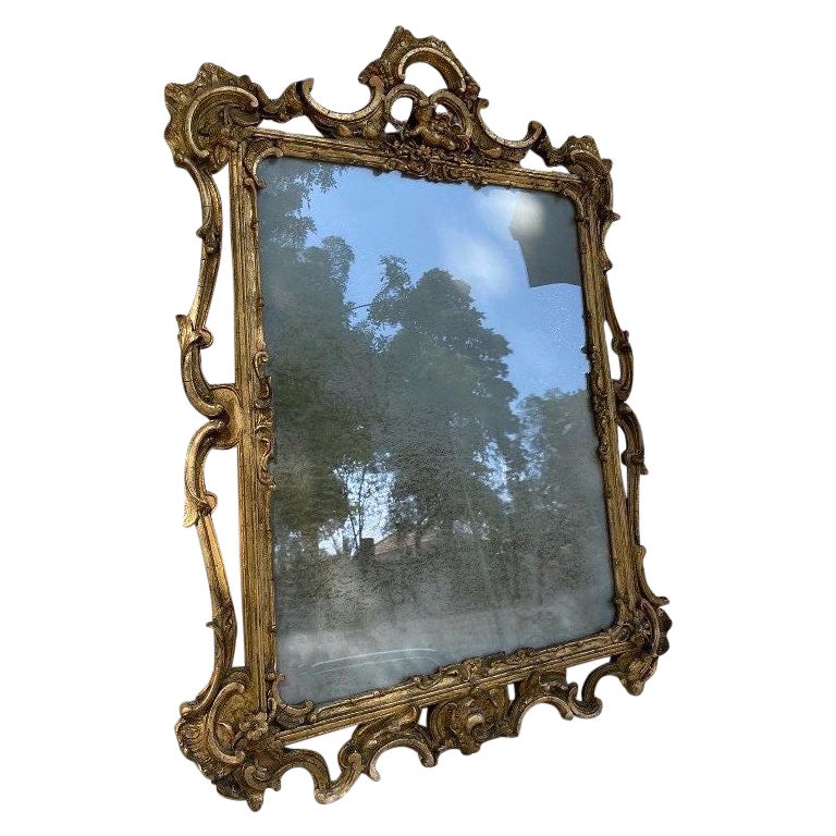 19th Century European Romantic Mirror. Carved and Gilded Wood Frame For ...
