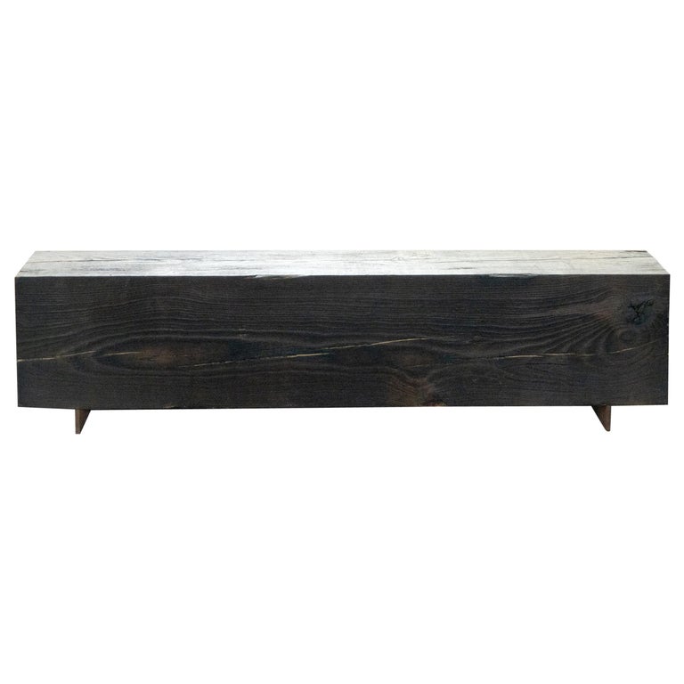 Shou Sugi Ban Wood Bench Pine Corten Steel 4' Long by Alabama Sawyer ...