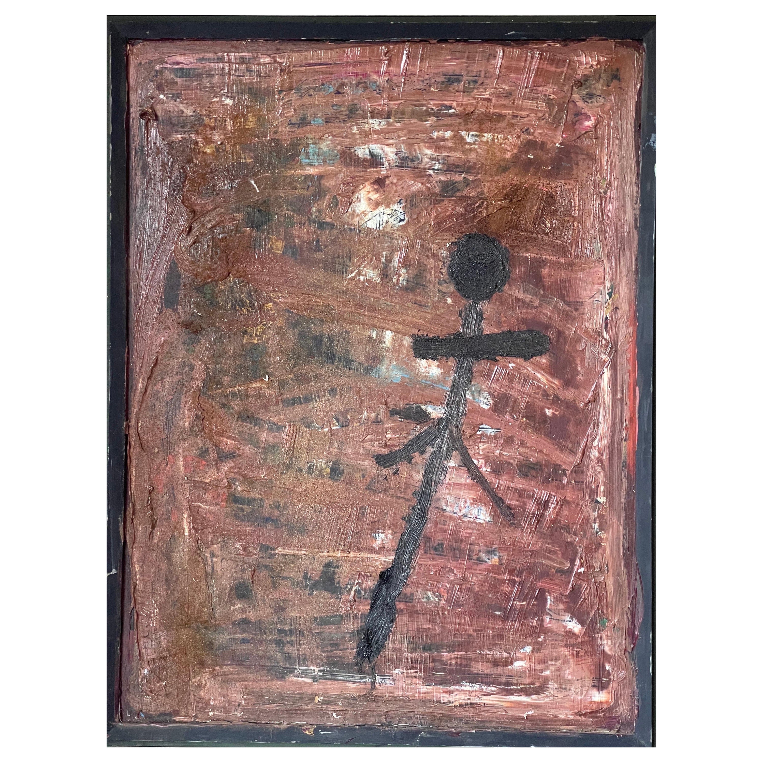 R. Jorgensen "Ancient Figures" American Abstract Expressionist Oil ...