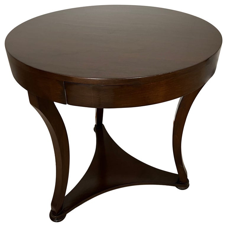 Walnut Finish Round Side Table in Walnut Finish with Drawer For Sale at ...