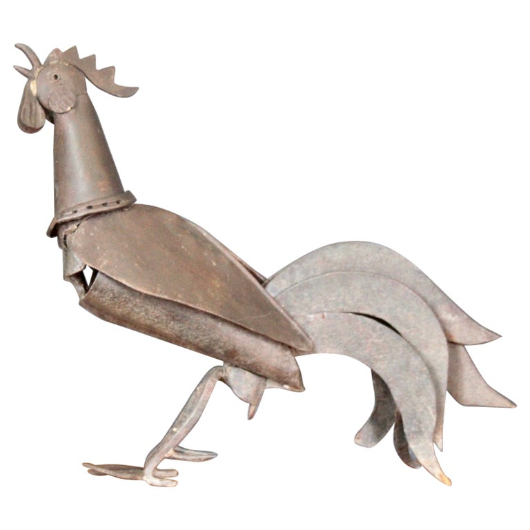 Metal Rooster Sculpture For Sale at 1stDibs