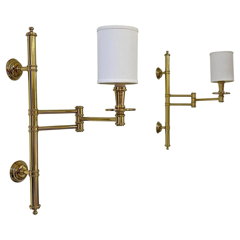 Maison Jansen Style Pair of Brass Extension Sconces For Sale at 1stDibs