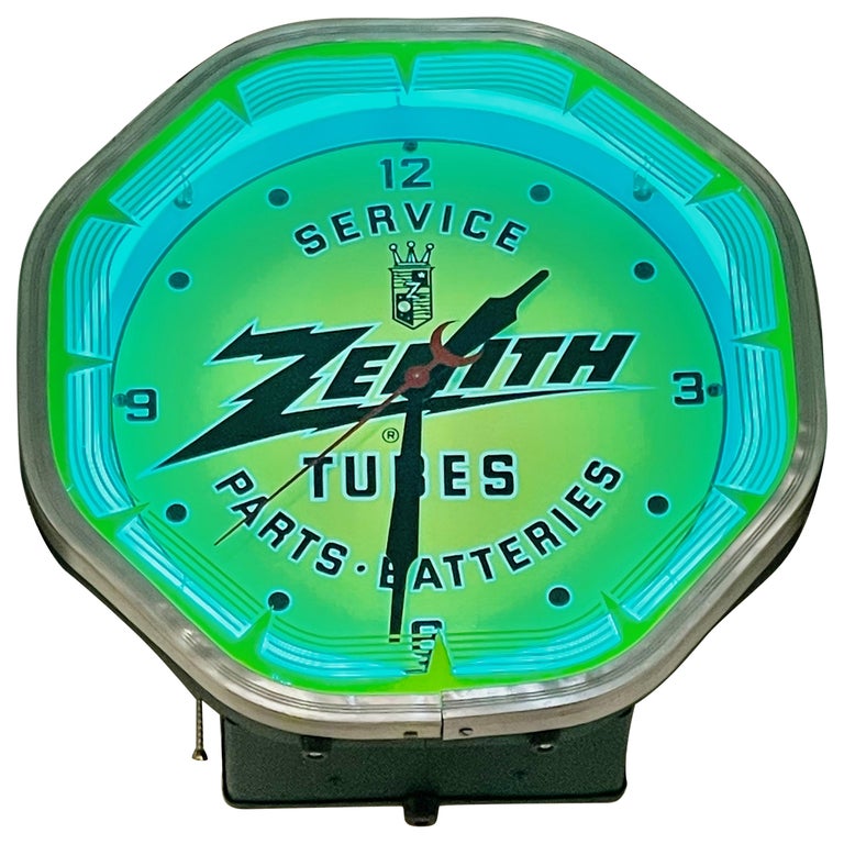 Vintage Zenith Radio Art Deco Neon Clock at 1stDibs | neon uhr, neon ...