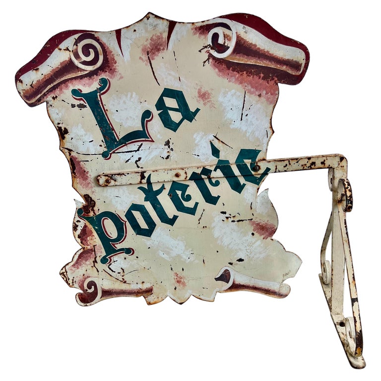 Two Side Enamel painted French Sign For Sale at 1stDibs