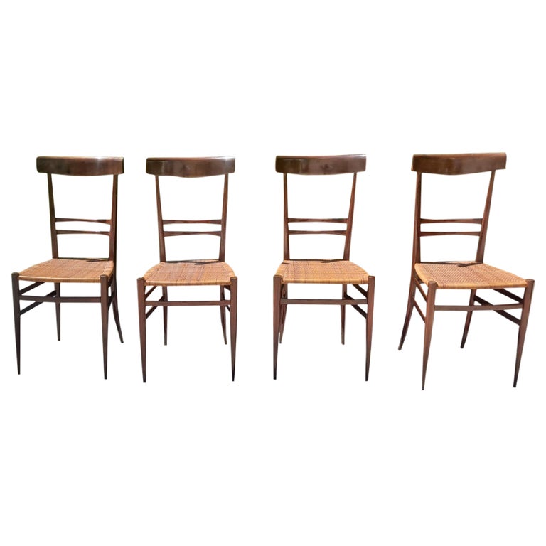 Italian Set of Four Chairs Attributed to Gio Ponti Leggera Chairs for ...
