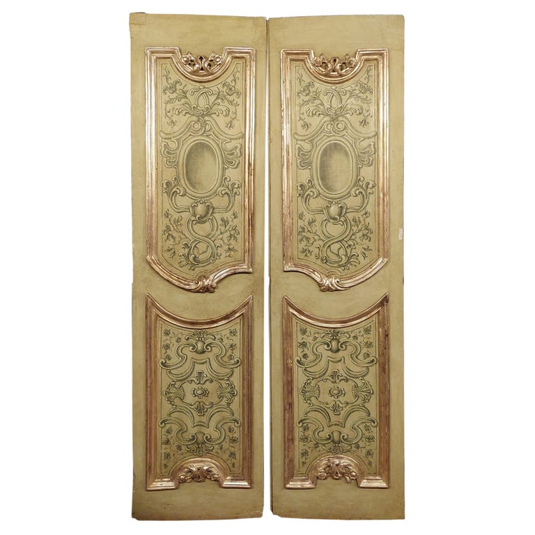 N.4 Antique Two-Winged Doors, Painted, Sculpted and Silvered, Italy ...