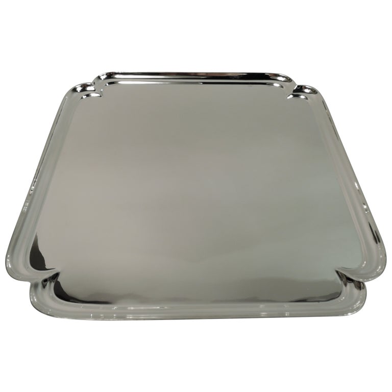 Cartier Modern Georgian Sterling Silver Square Salver Tray For Sale at ...