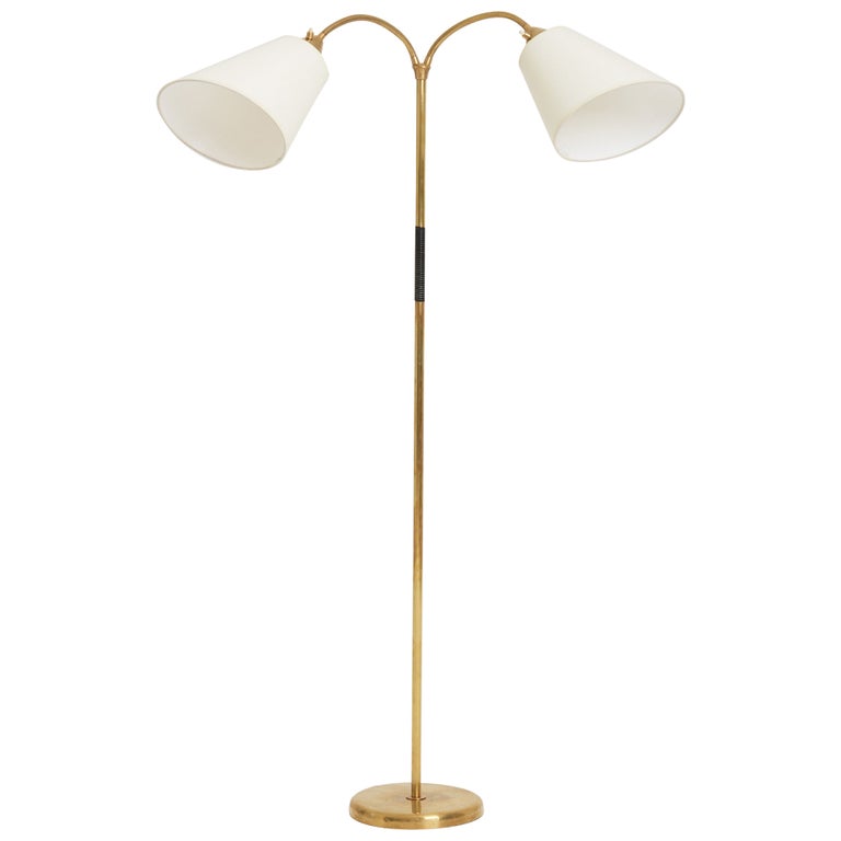 Mid-Century Brass Two-Arm Floor Lamp at 1stDibs
