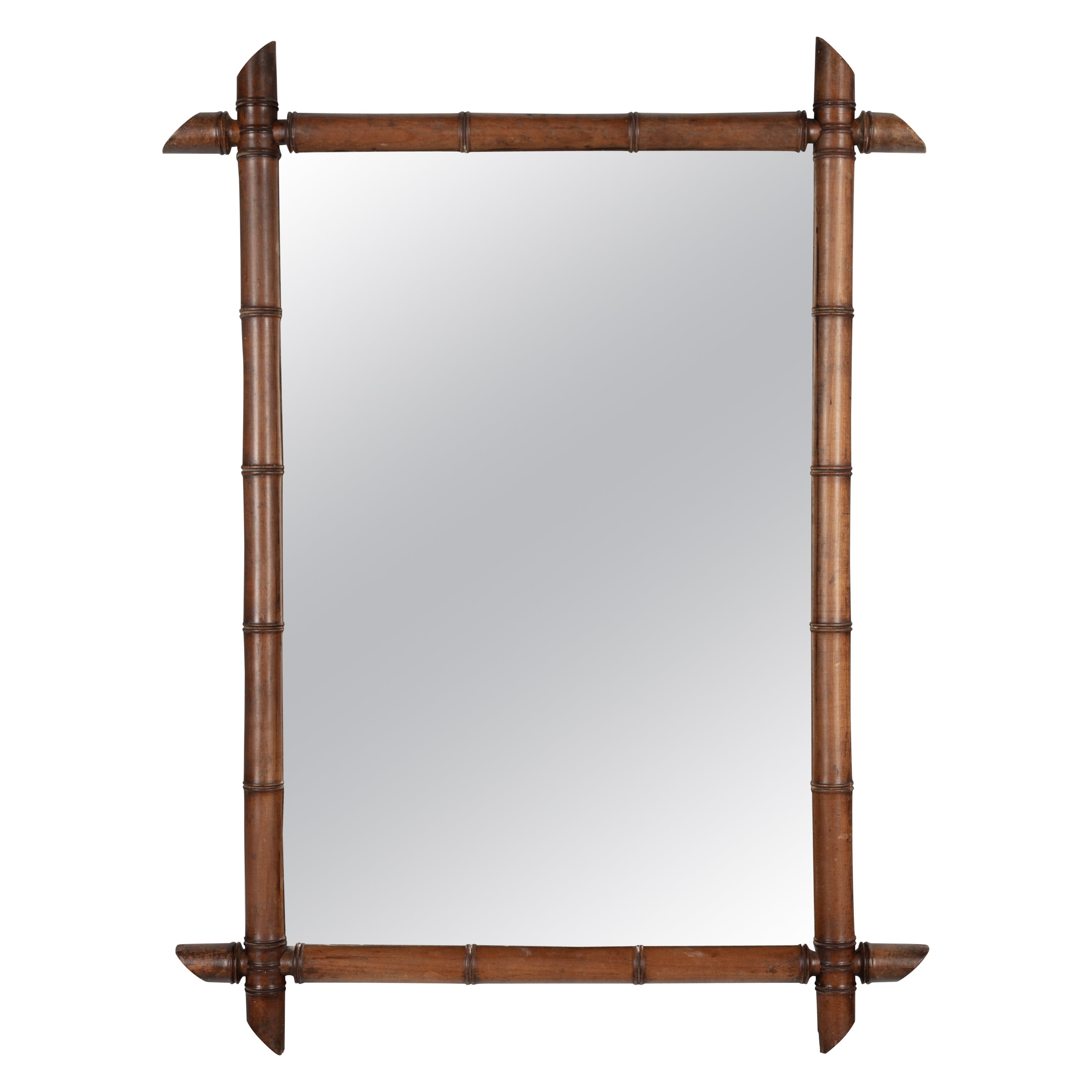 French Faux Bamboo Cherry Wood Mirror For Sale at 1stDibs