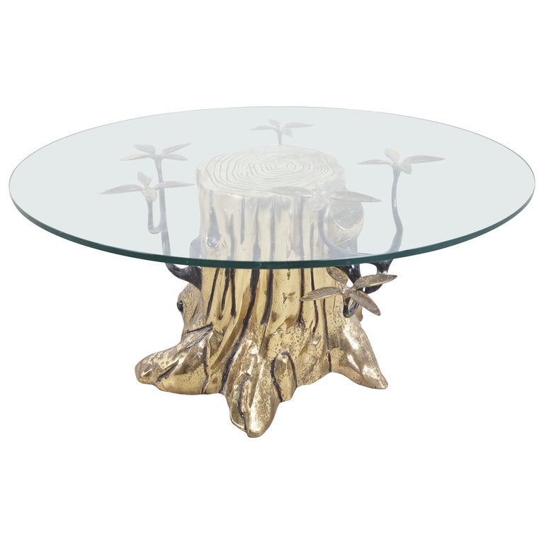 Vintage Brass Tree Coffee Table by Willy Daro, 1970s For Sale at 1stDibs