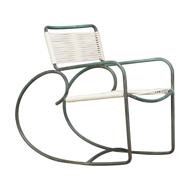 Rare Rocking Lounge Chair by Walter Lamb for Brown Jordan, New Cording ...