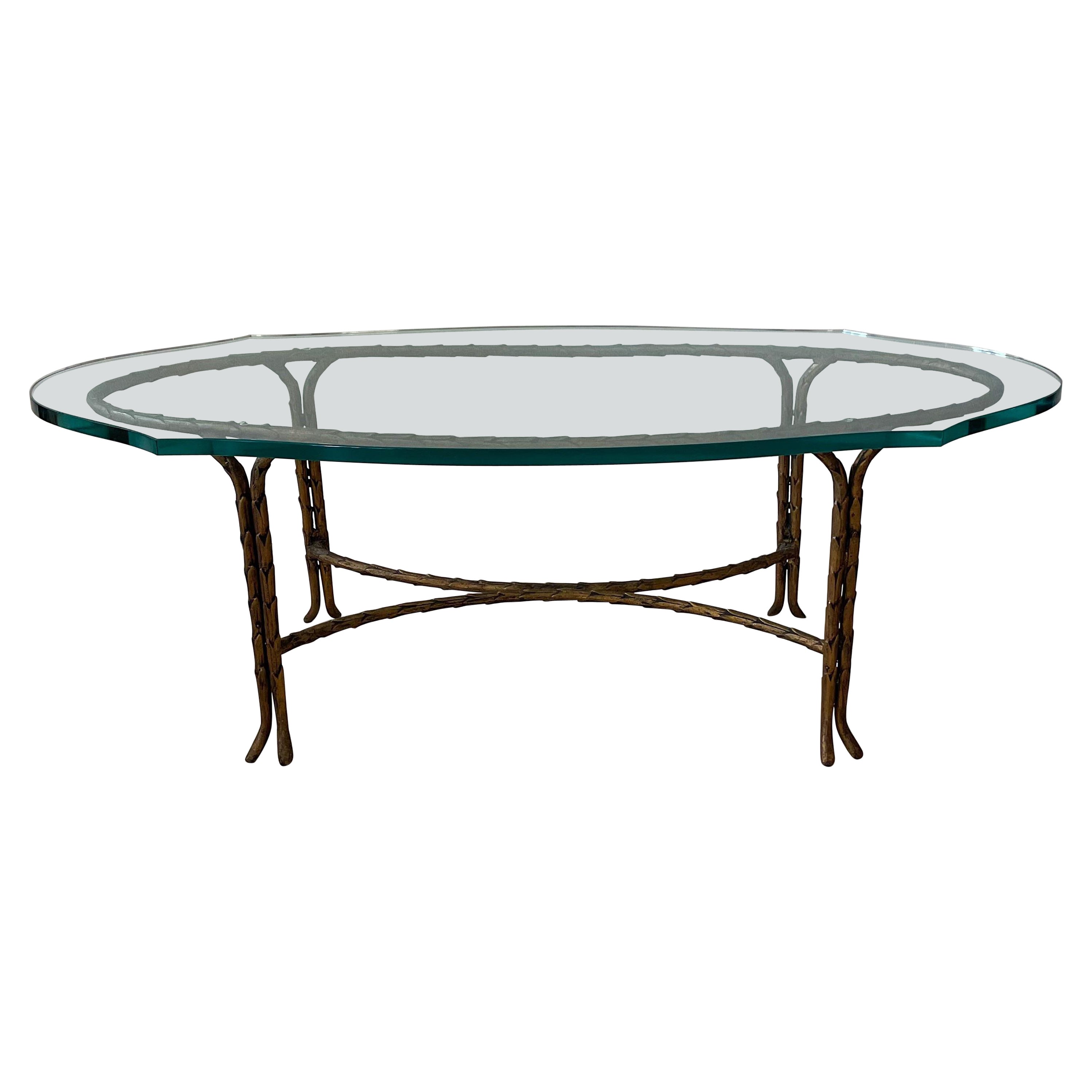 Swaim Hollywood Regency Gilded Steel and Beveled Glass Top Cocktail ...