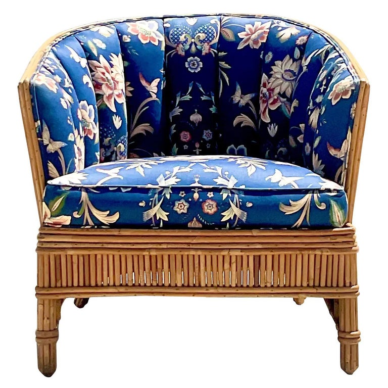 Vintage French Art Deco Pencil Reed Lounge Chair For Sale at 1stDibs