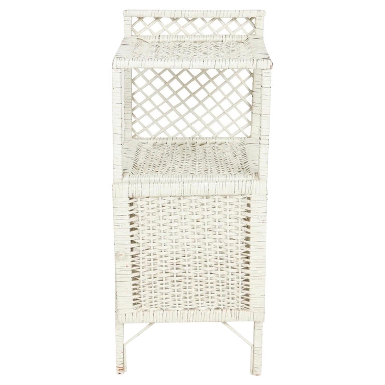 Small White Wicker Cabinet For Sale at 1stDibs