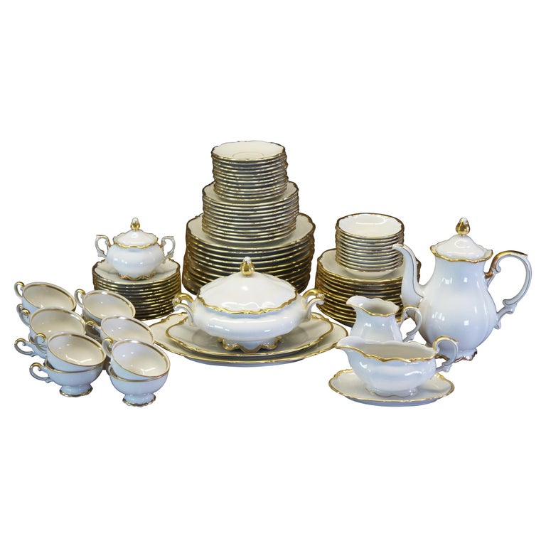 91 Pc German Mitterteich Bavaria Golden Lark China Dinner Tea Coffee ...