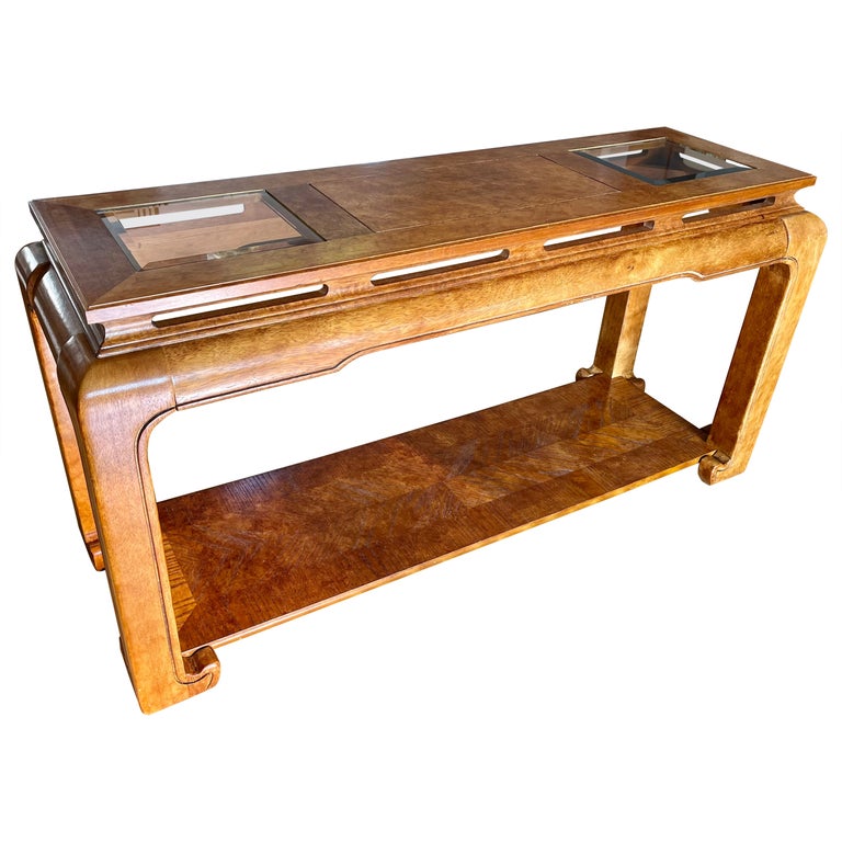 Chinoiserie Style Ming Chow Leg Console Table, Attributed to Schnadig ...