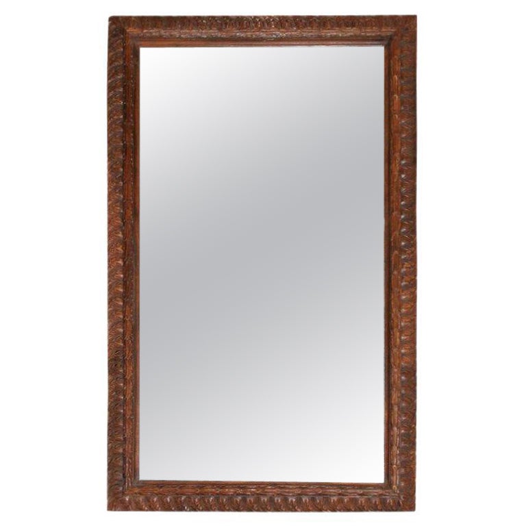 Large Antique Distressed Wood Framed Mirror at 1stDibs