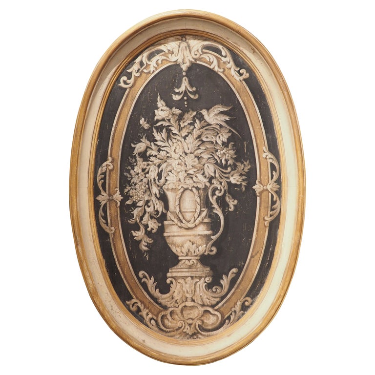 Large Painted Oval Wooden Wall Panel from Florence, Italy For Sale at ...