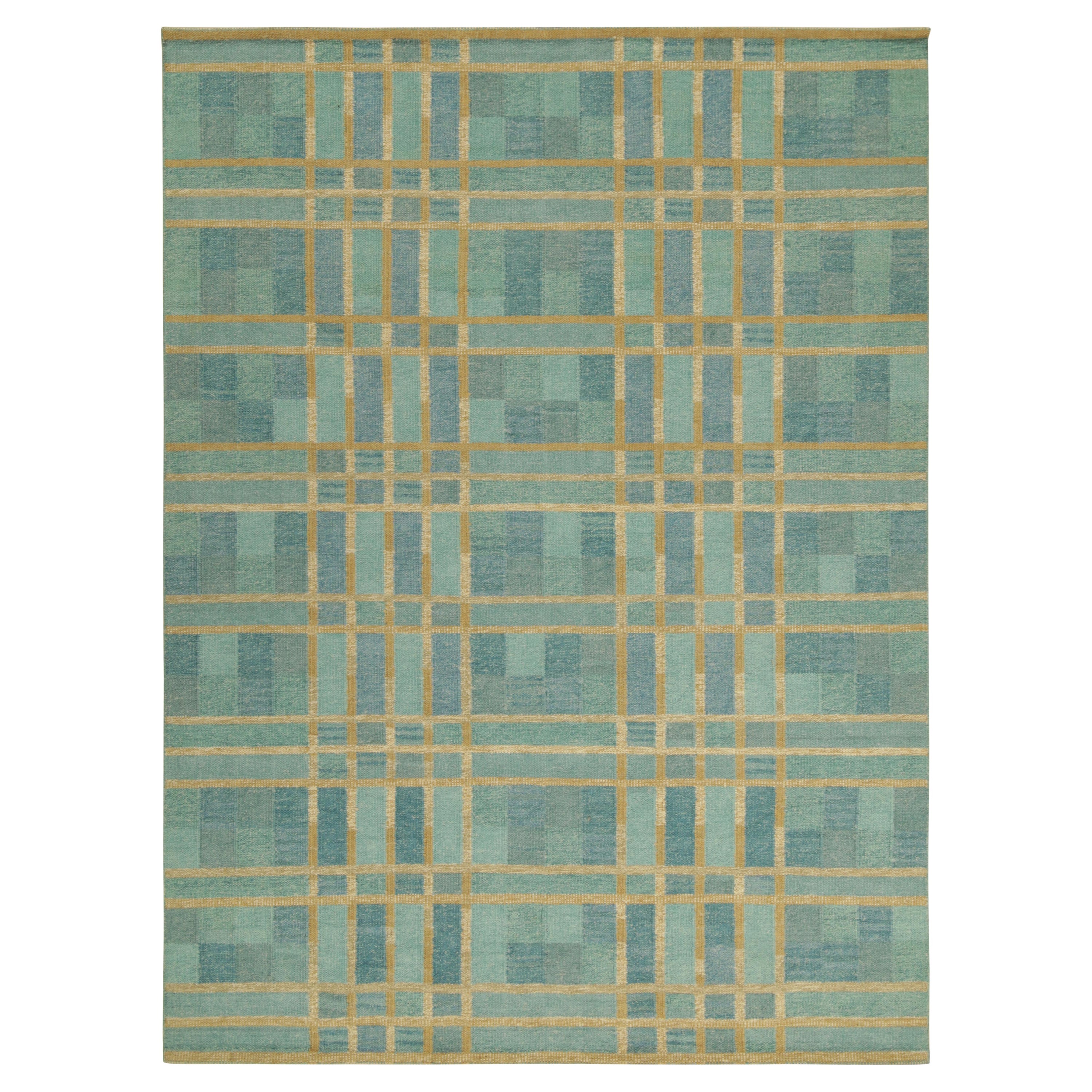 Rug and Kilim’s Scandinavian Style Kilim in Blue and Beige-Brown ...