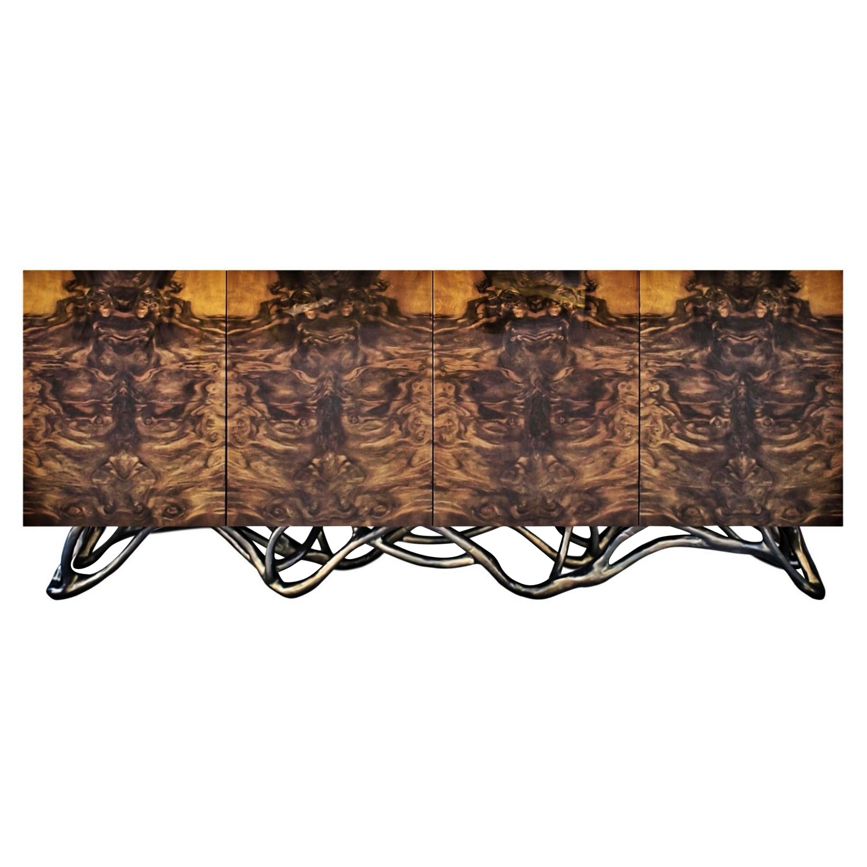 New Design Sideboard in Wood with Walnut Root Veneer For Sale at 1stDibs