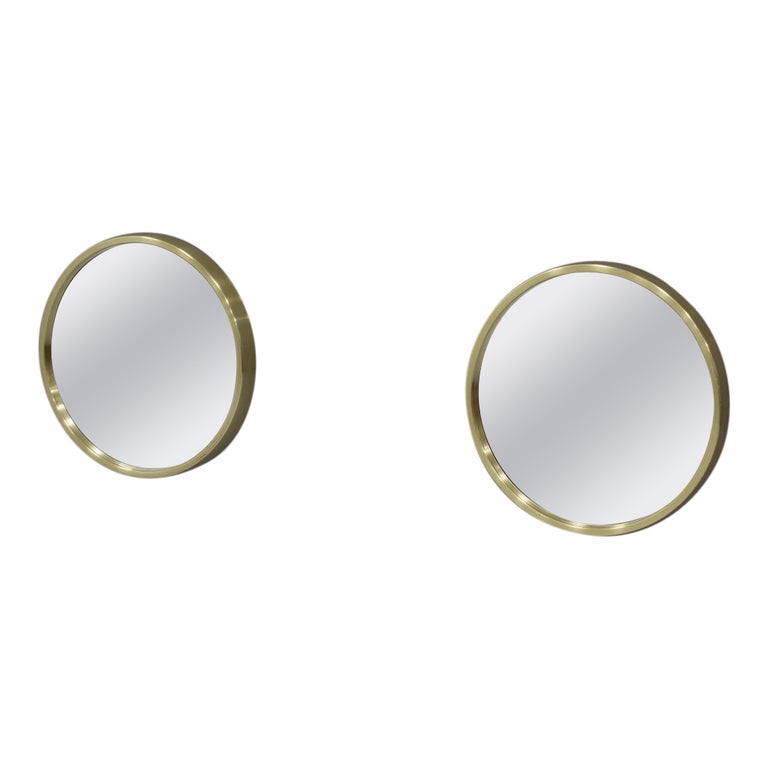 Pair of Brass Wall Mirrors by Nils Troed for Glasmäster Markaryd ...