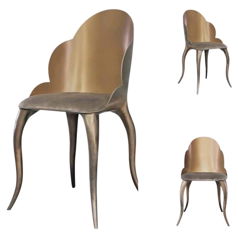 New Design Lower Chair in Aged Gold Color For Sale at 1stDibs