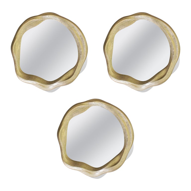 New Set of 3 Mirrors in Resin and Fiberglass Lacquered Color Gold For ...