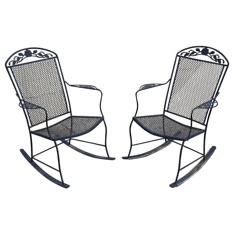Vintage Wrought Iron Victorian Style Garden Patio Rocker Rocking Chairs ...