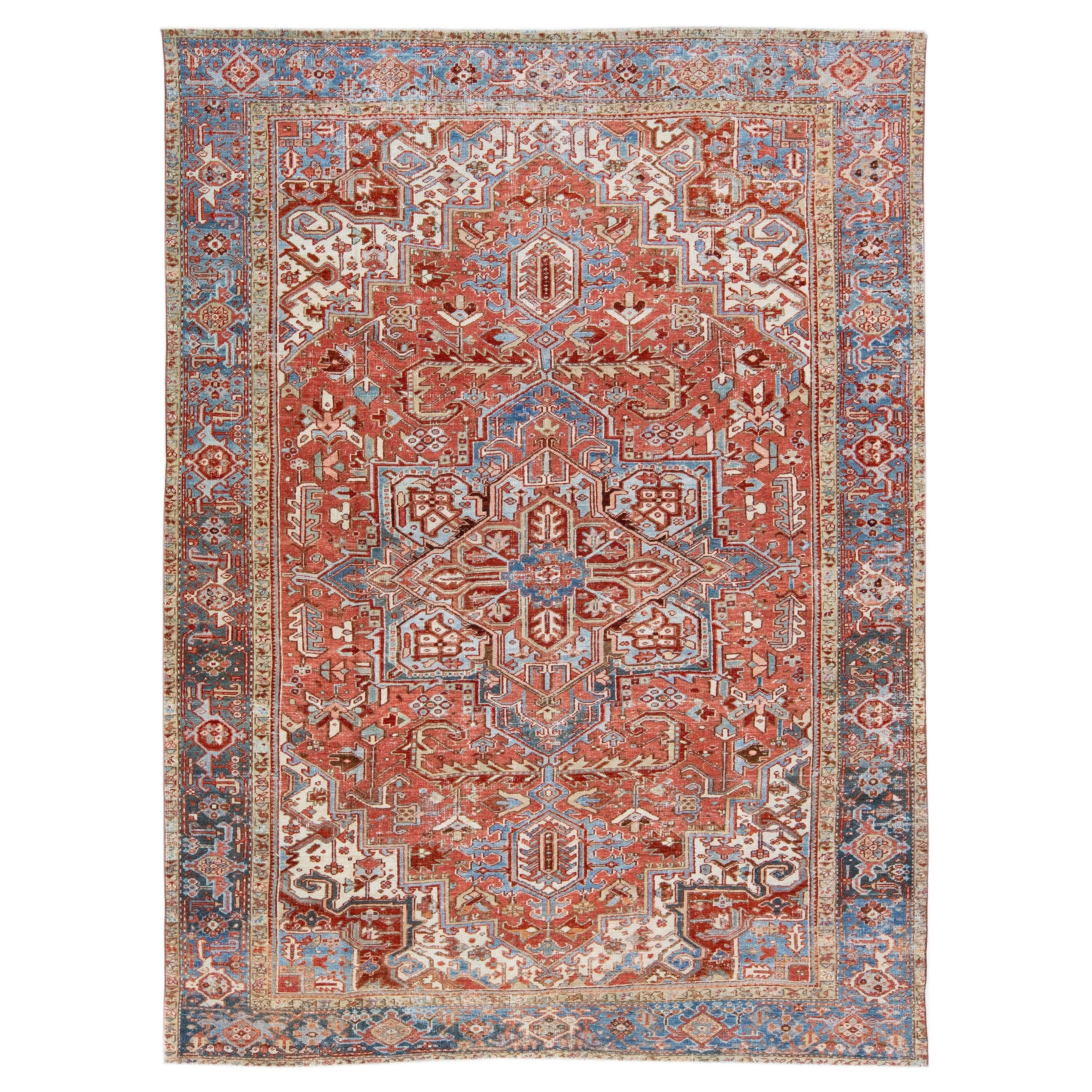 Antique Persian Heriz Rug, Rust Colored, No Medallion, Wool, 1915 For ...