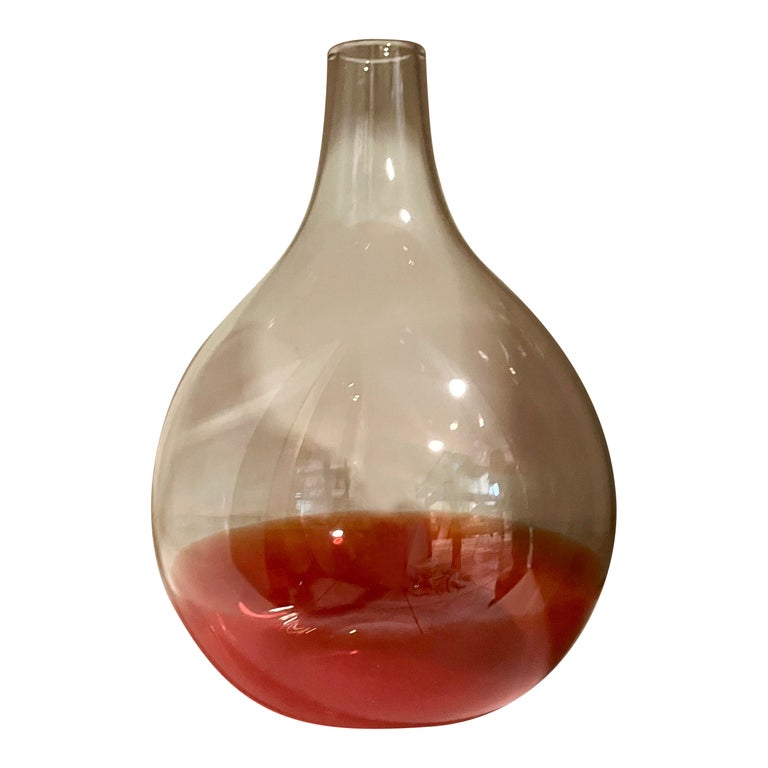 Vintage Vase from 1970s 1980s Transparent and Red Murano Glass by Carlo ...