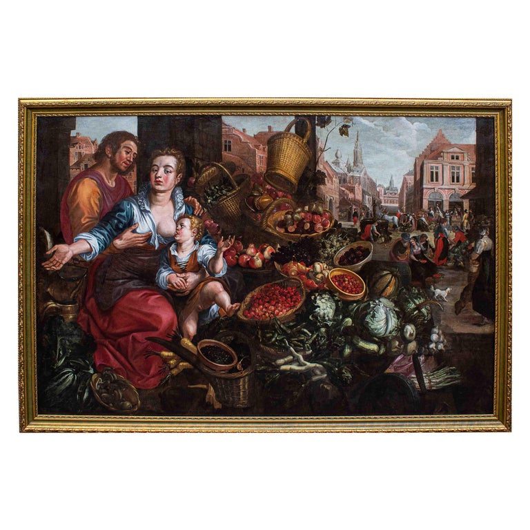 Jean Baptiste De Saive ii '1597-1641' Market Scene Painting Oil on ...