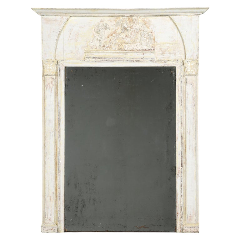 Miroir de cheminée français d'antiquités avec un incroyable verre d ...