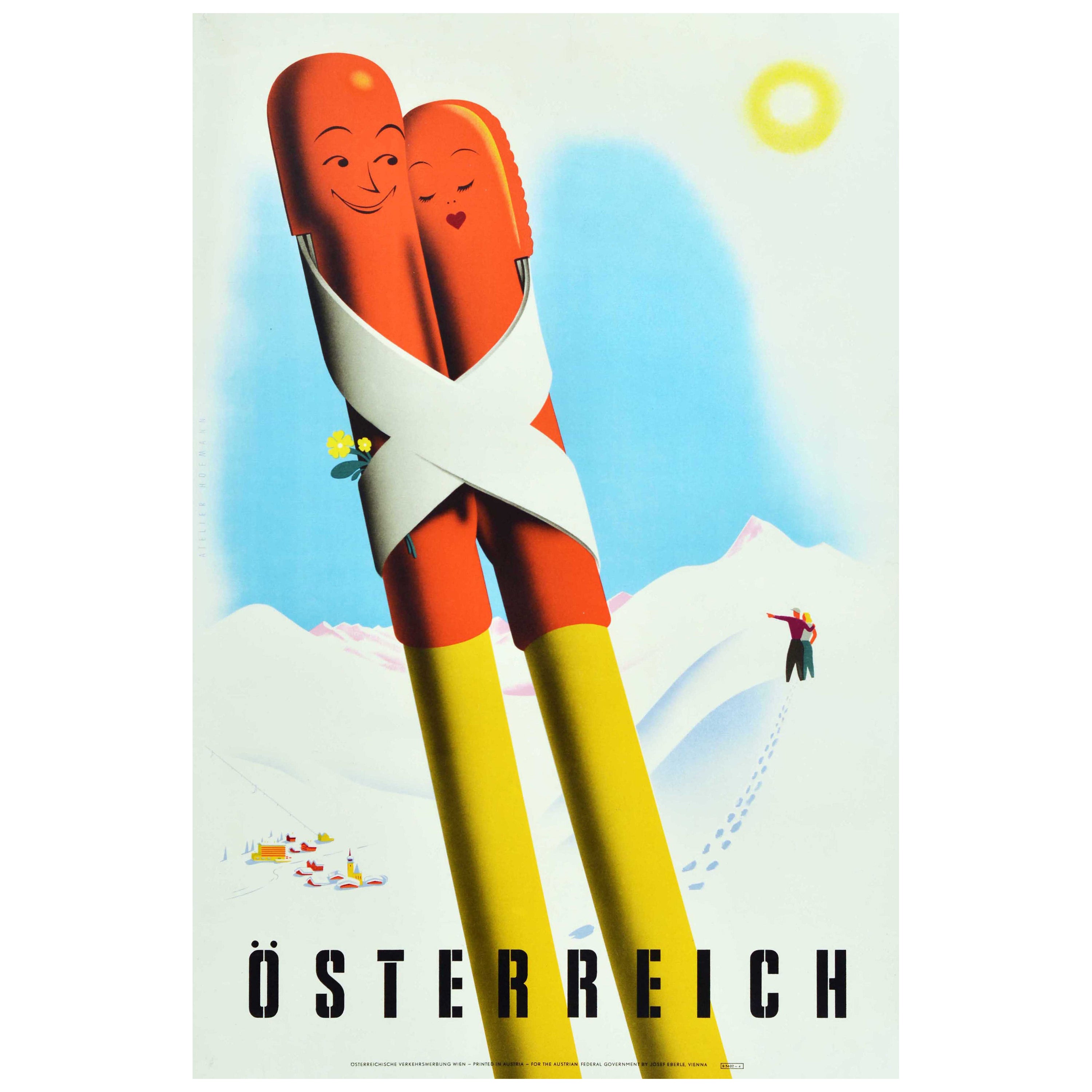 Vintage 1930's Deco Ski Poster French Skiing at 1stDibs