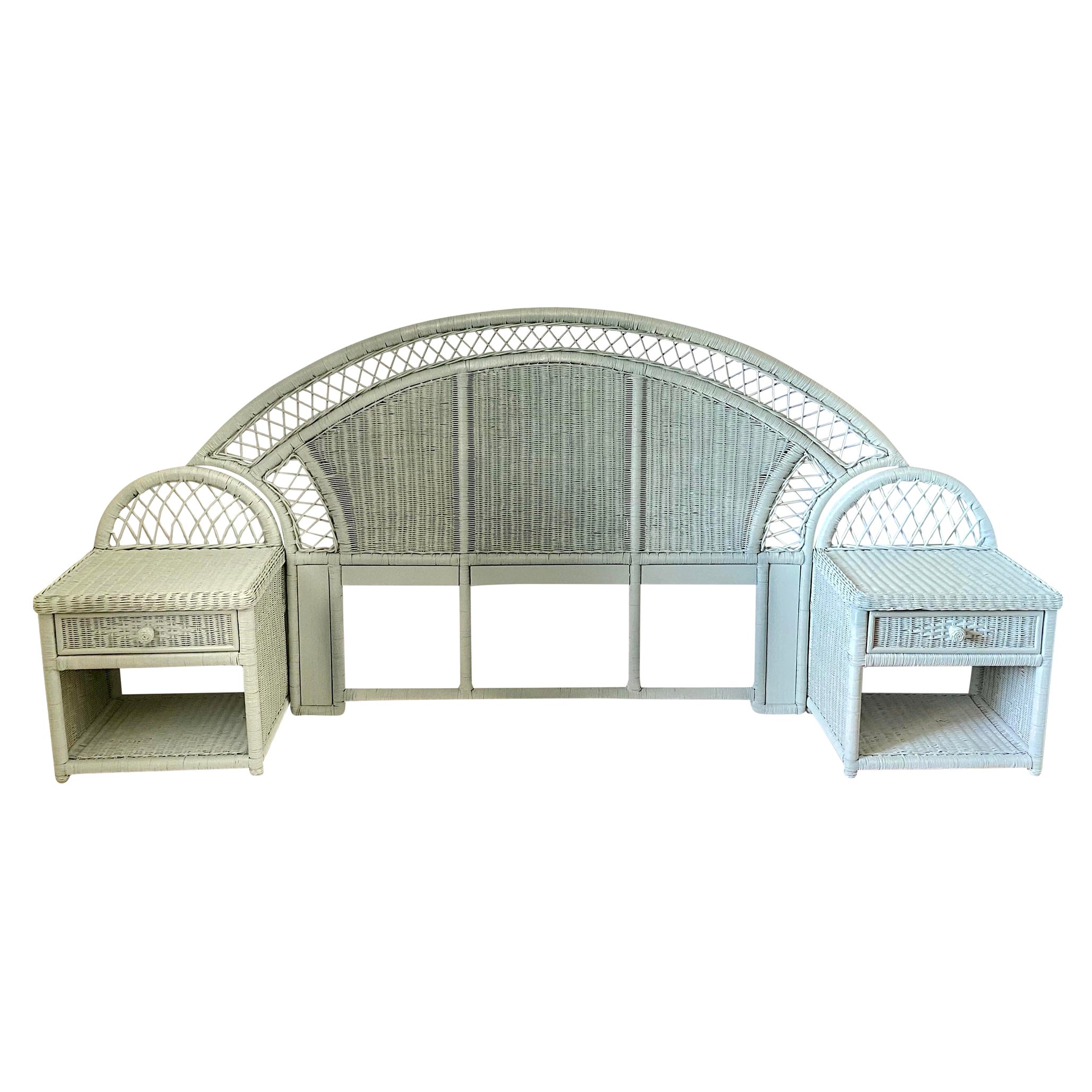 Ornate White Wicker Headboard at 1stDibs