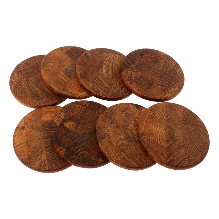Set of Eight Danish Modern Teak Coasters by Jens H. Quistgaard for ...