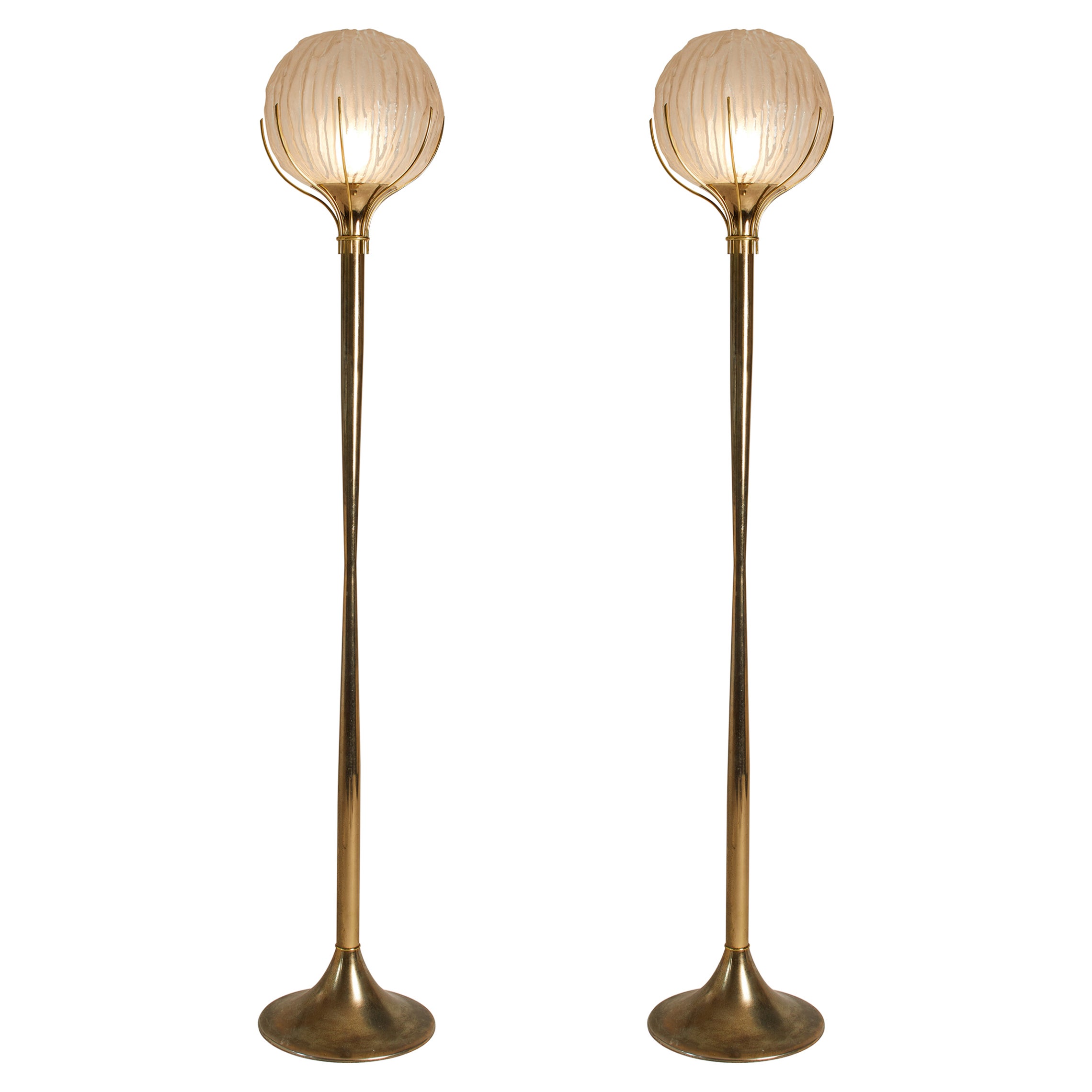 Elegant 1940s Hollywood Blown Glass Plume Torchiere at 1stDibs