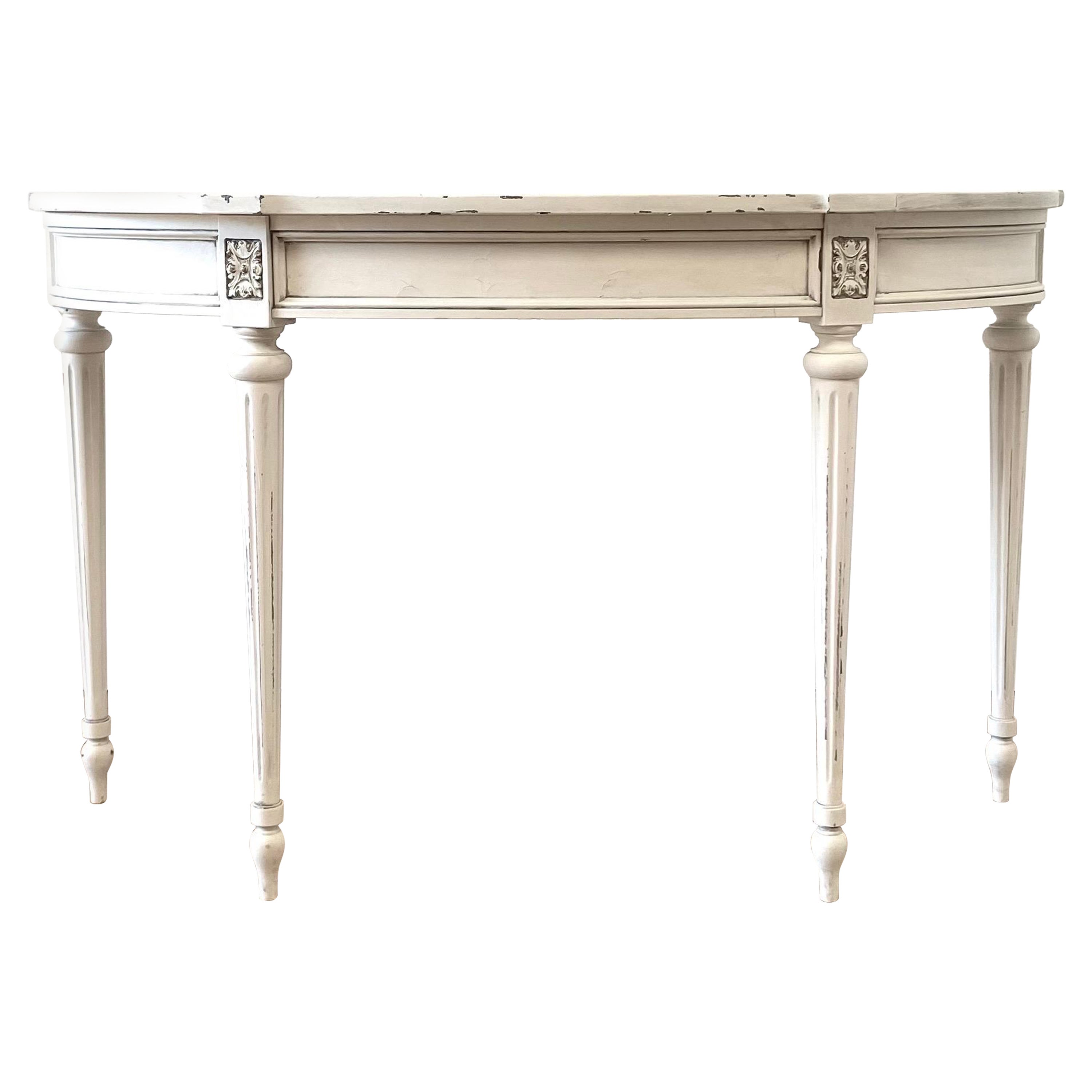 Vintage Painted Demi Lune Louis XVI Style Table For Sale at 1stDibs