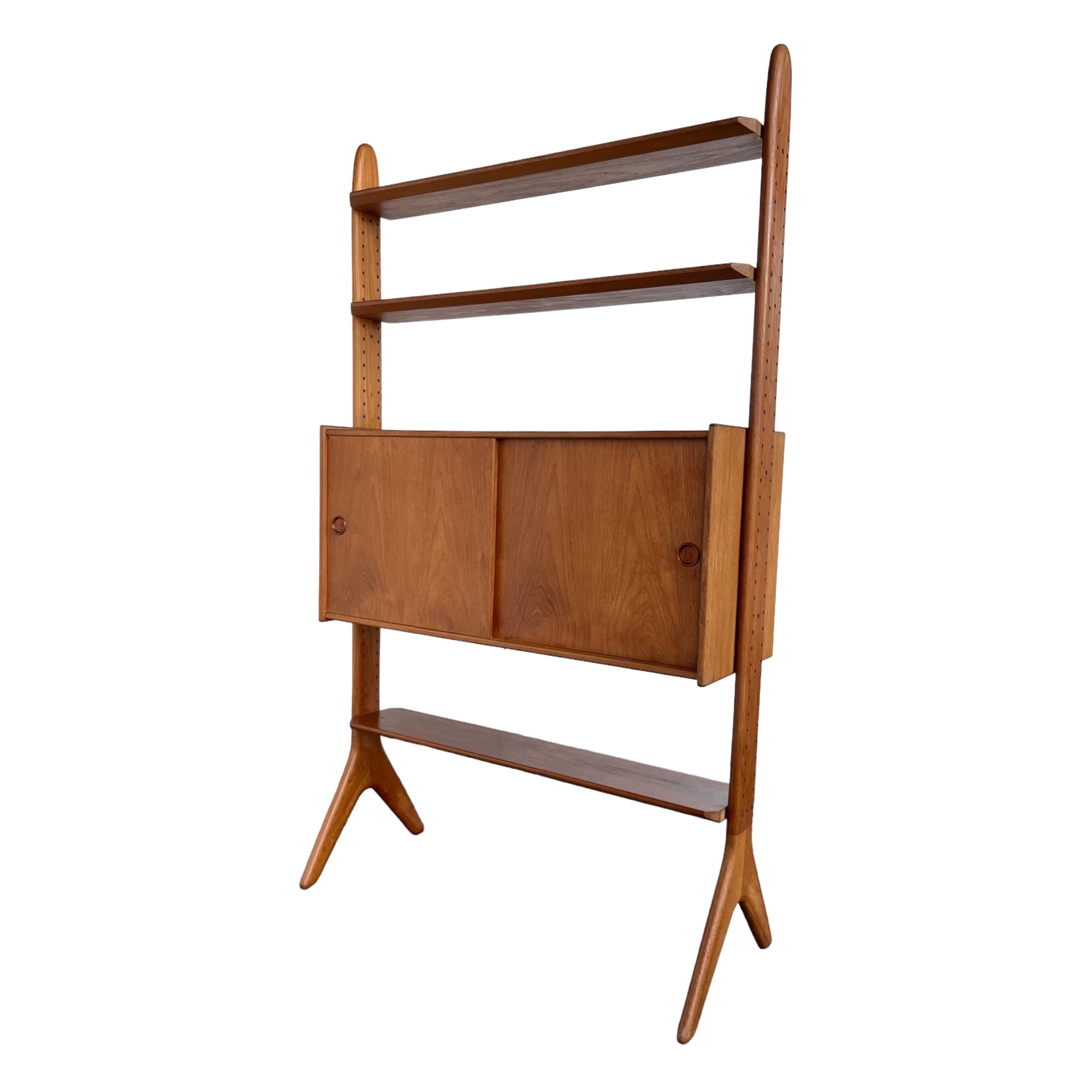 Mid Century Modern Free Standing Tension Pole Shelving Unit at 1stDibs ...