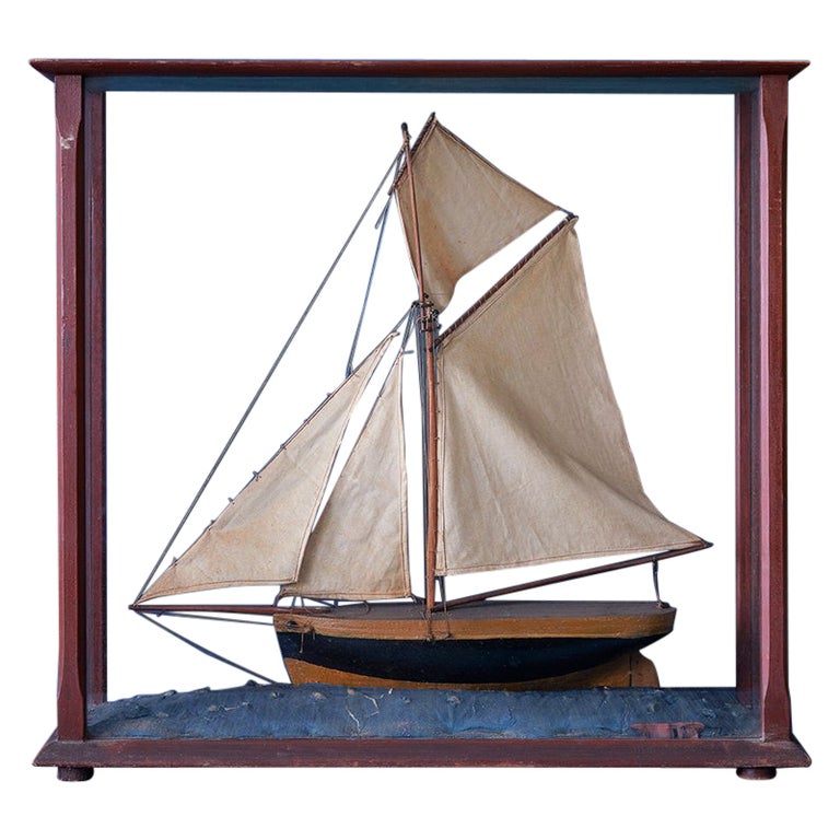 Antique Diorama of a Sailing Ship in Wooden Frame, France, 19th Century ...