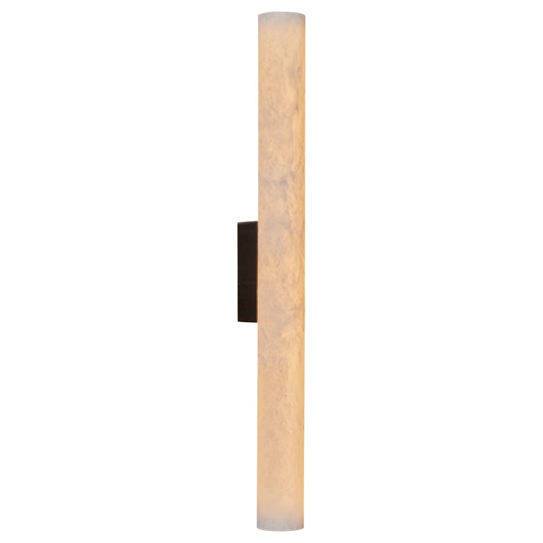 Appliques murales en tube d'albâtre et laiton assorties par Glustin ...