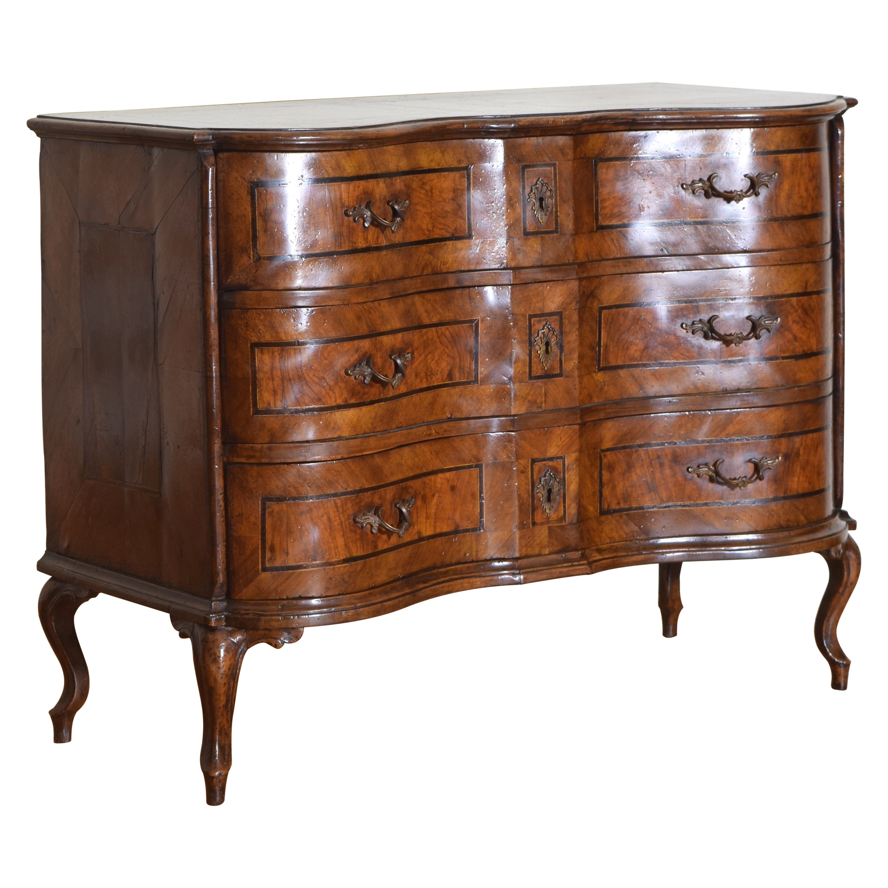 18th Century Austrian Rococo Walnut Inlaid Three-Drawer Chest For Sale ...