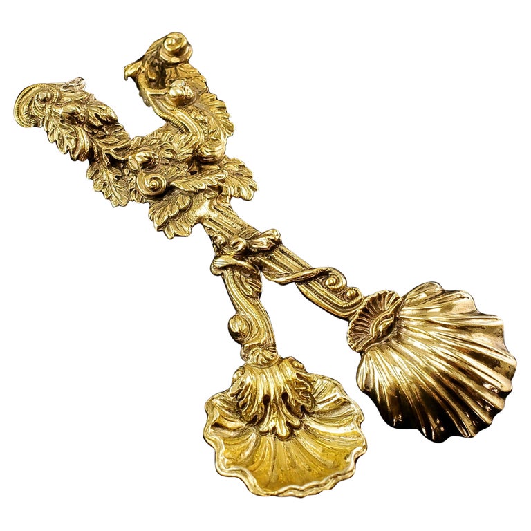 Antique English Georgian Solid Silver Gilt Salt / Coffee Spoons with ...