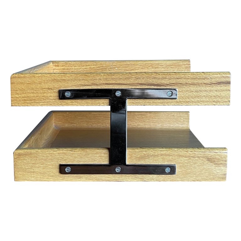 Peter Pepper Oak and Chrome Letter Tray, circa 1970 For Sale at 1stDibs