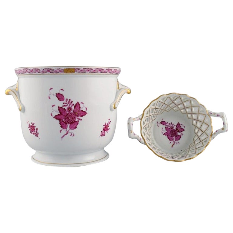 Herend Chinese Bouquet Raspberry, Champagne Cooler and Small Bowl For ...