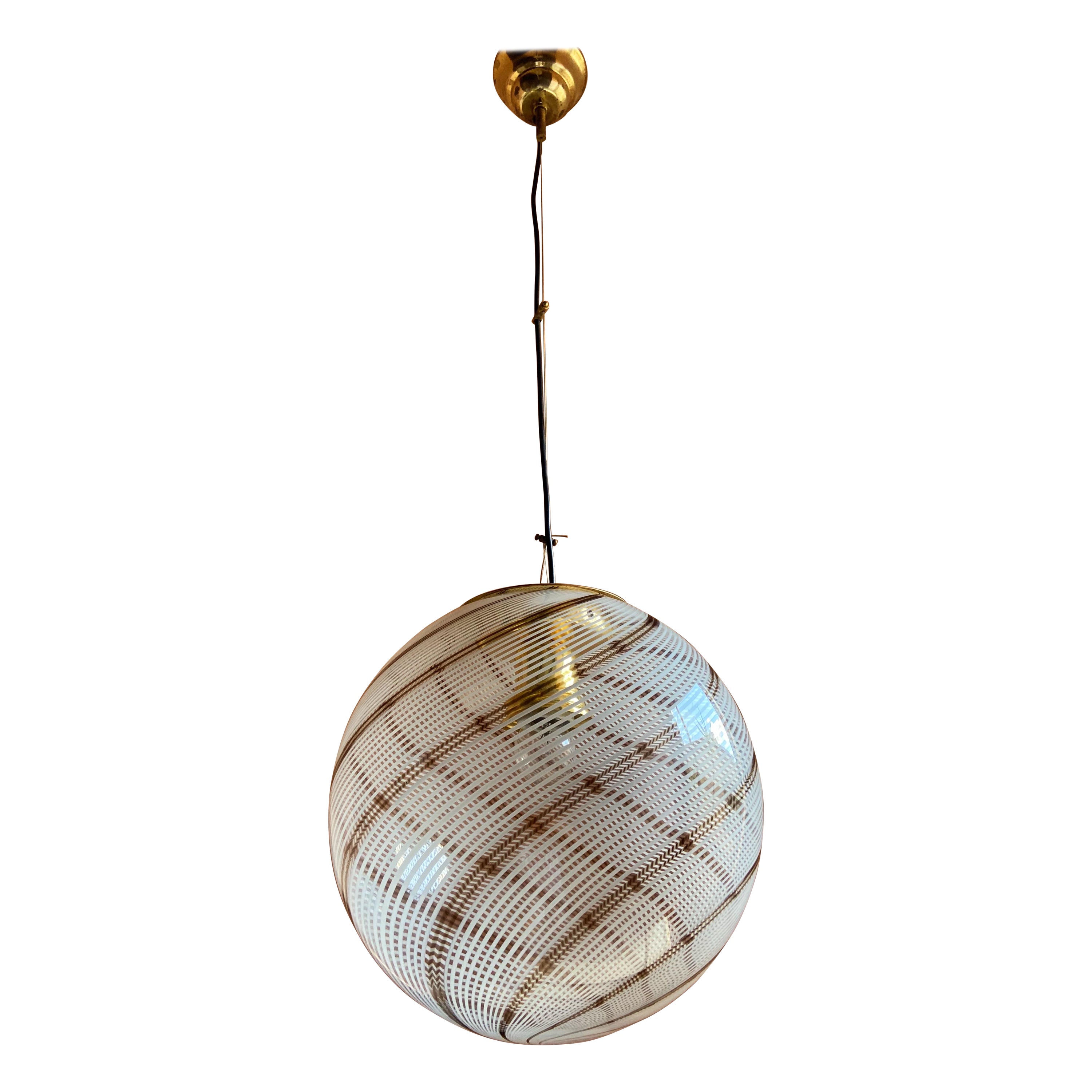Venini glass pendant light in white swirl, 1970s For Sale at 1stDibs