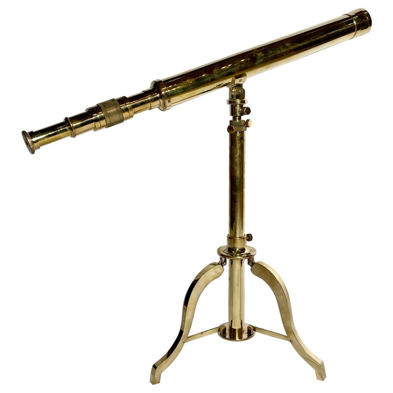 télescope anglais victorien ancien en laiton sur pied, vers 1890. En ...
